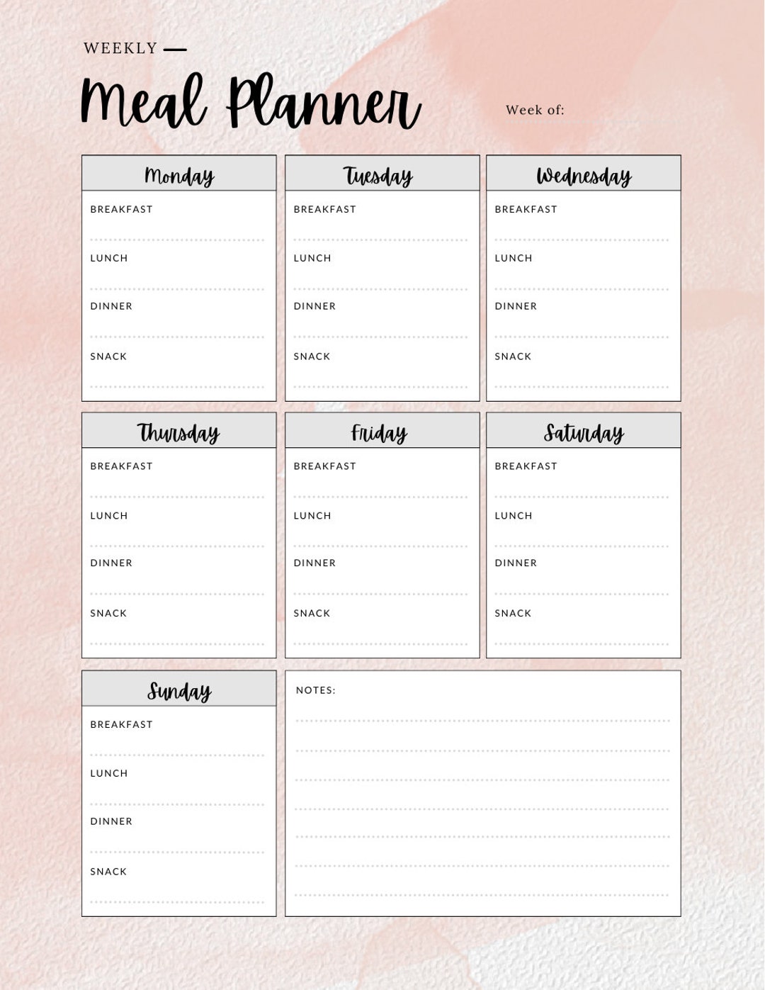 Daily, Weekly and Monthly Meal Planner, Instant Download - Etsy