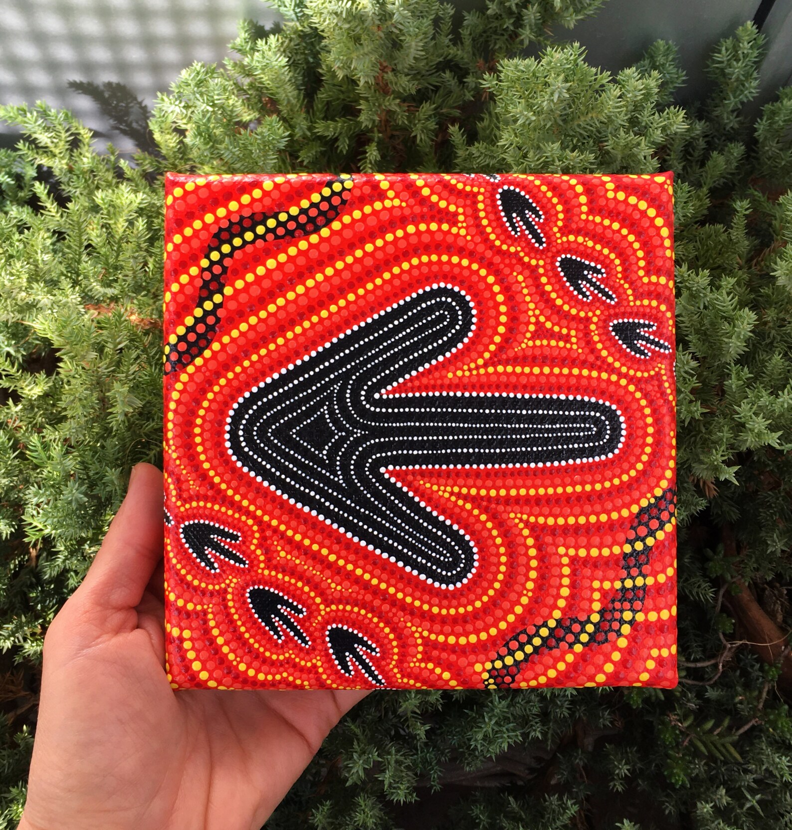 Dot painting on canvas Dotted Emu tracks Aboriginal art | Etsy