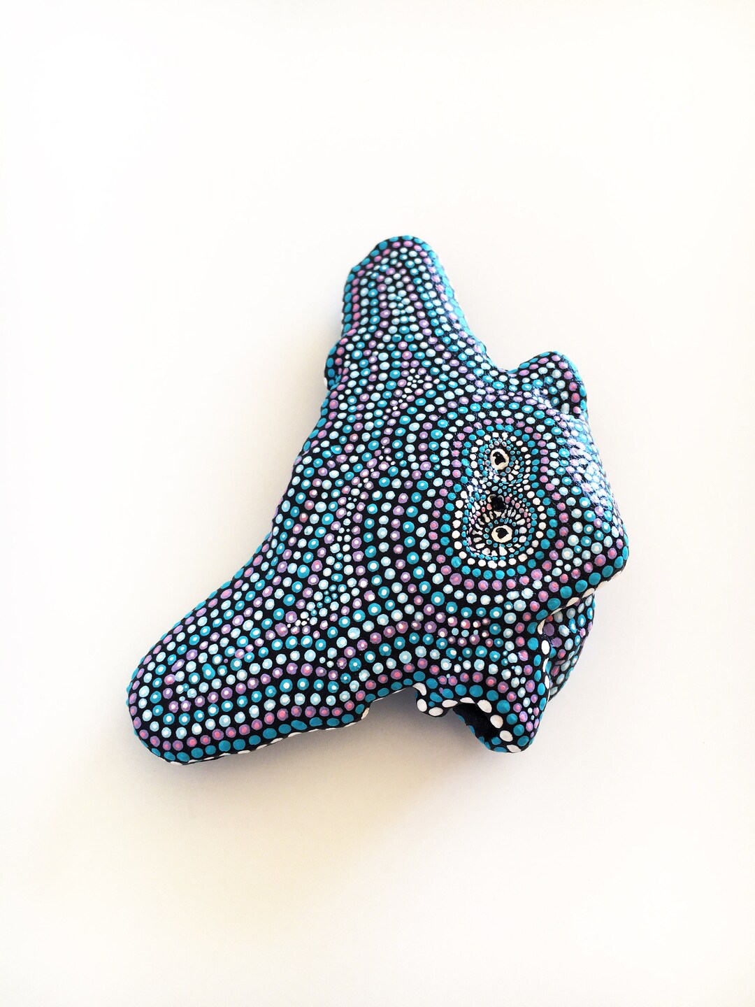 Dot Painted Rock Blue Fish Art Aboriginal Art Style Hand Painted Pebble ...