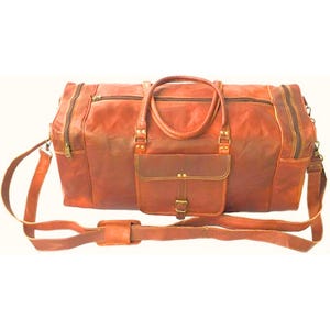 Vintage Leather Weekender Bag -duffle Bag - Leather Travel Bag - Large ...