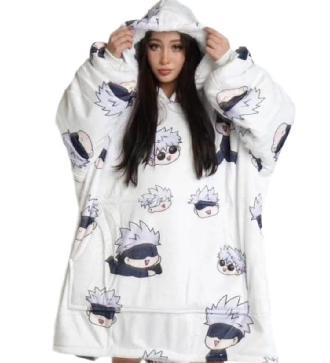 Anime manta sudadera con capucha de gran tamaño acurrucarse Sherpa ...