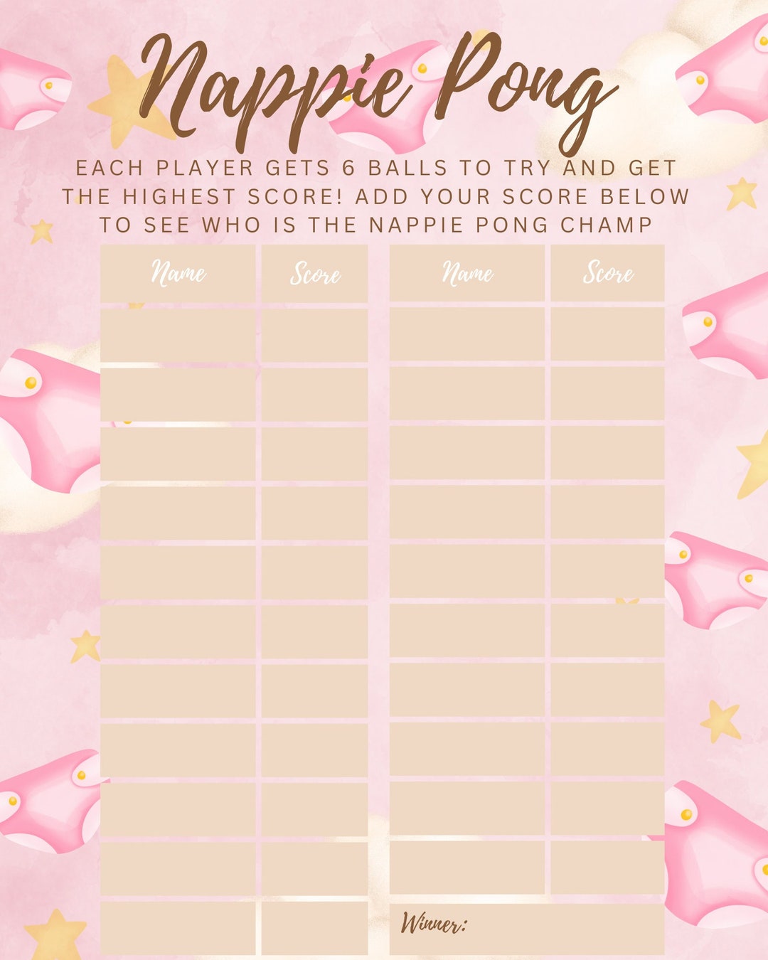 Baby Shower Nappie Pong Sign - Etsy