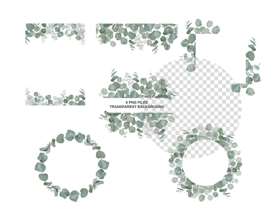 Watercolor Eucalyptus Frames, Watercolor Backgrounds, Floral Wreath ...