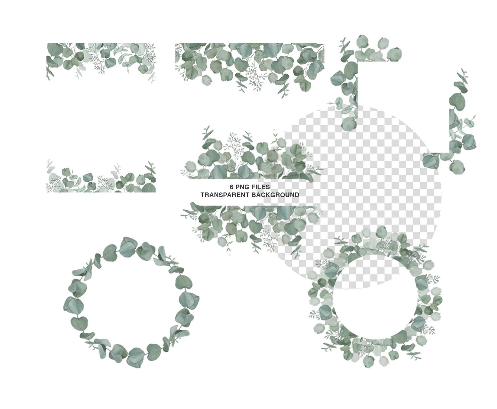 Watercolor Eucalyptus Frames, Watercolor Backgrounds, Floral Wreath ...