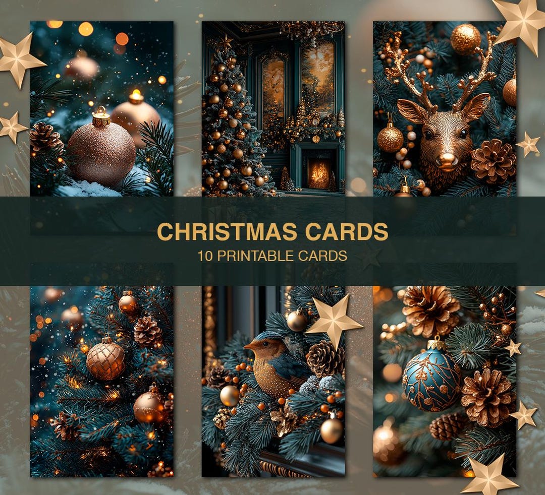 Luxury Christmas Cards / Digital Printable Cards / 10 Luxury Design ...