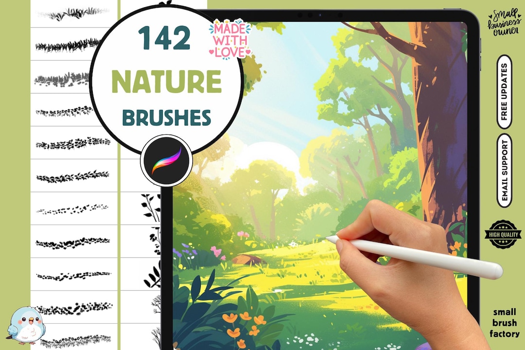 Procreate Brushes: Nature's Masterpiece, 142 Brushes for Grass, Clouds ...