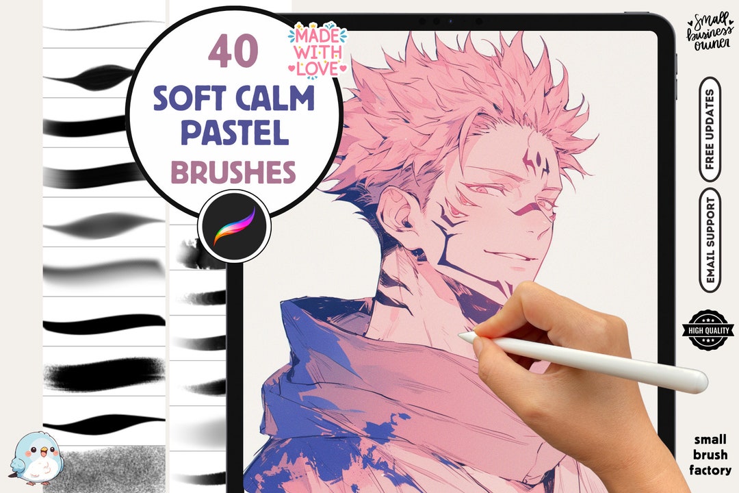 Procreate Brushes: Pastel Dreams, 40 Soft and Calm Brushes for ...