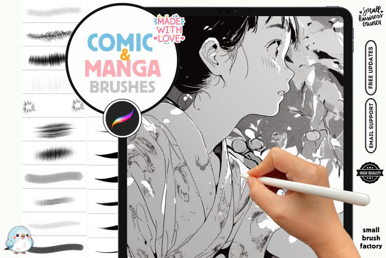 Procreate Brushes: Manga Essentials Pack, 87 Brushes for Lineart ...