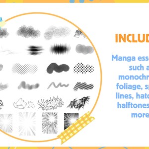Procreate Brushes: Manga Essentials Pack, 87 Brushes for Lineart ...