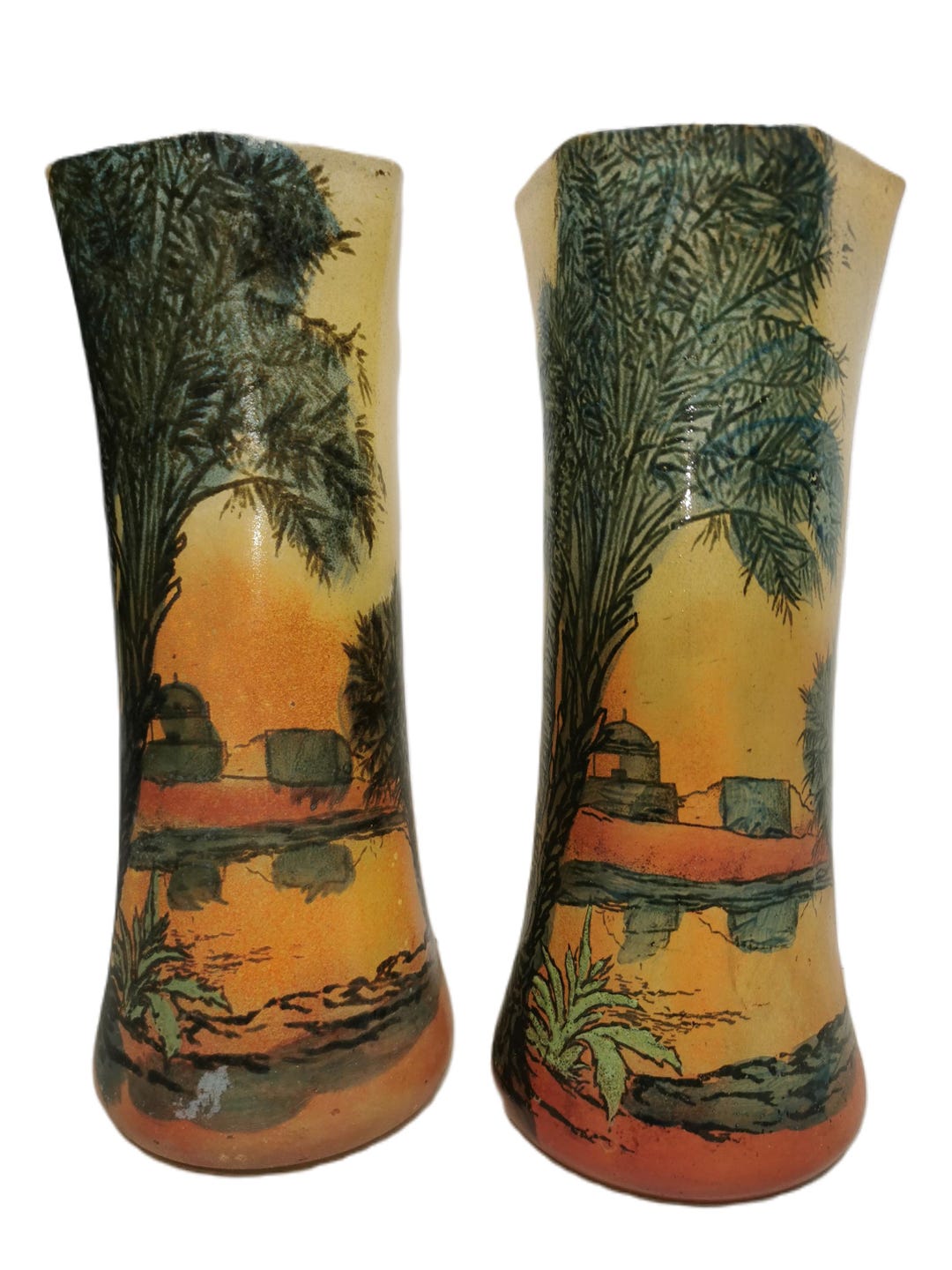 Pair of Antique Glass Vases Signed LEG / LEGRAS. Orientalist Decor ...