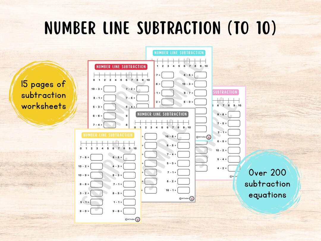 Number Line Subtraction (to 10) | Printable Math Worksheet | Counting ...