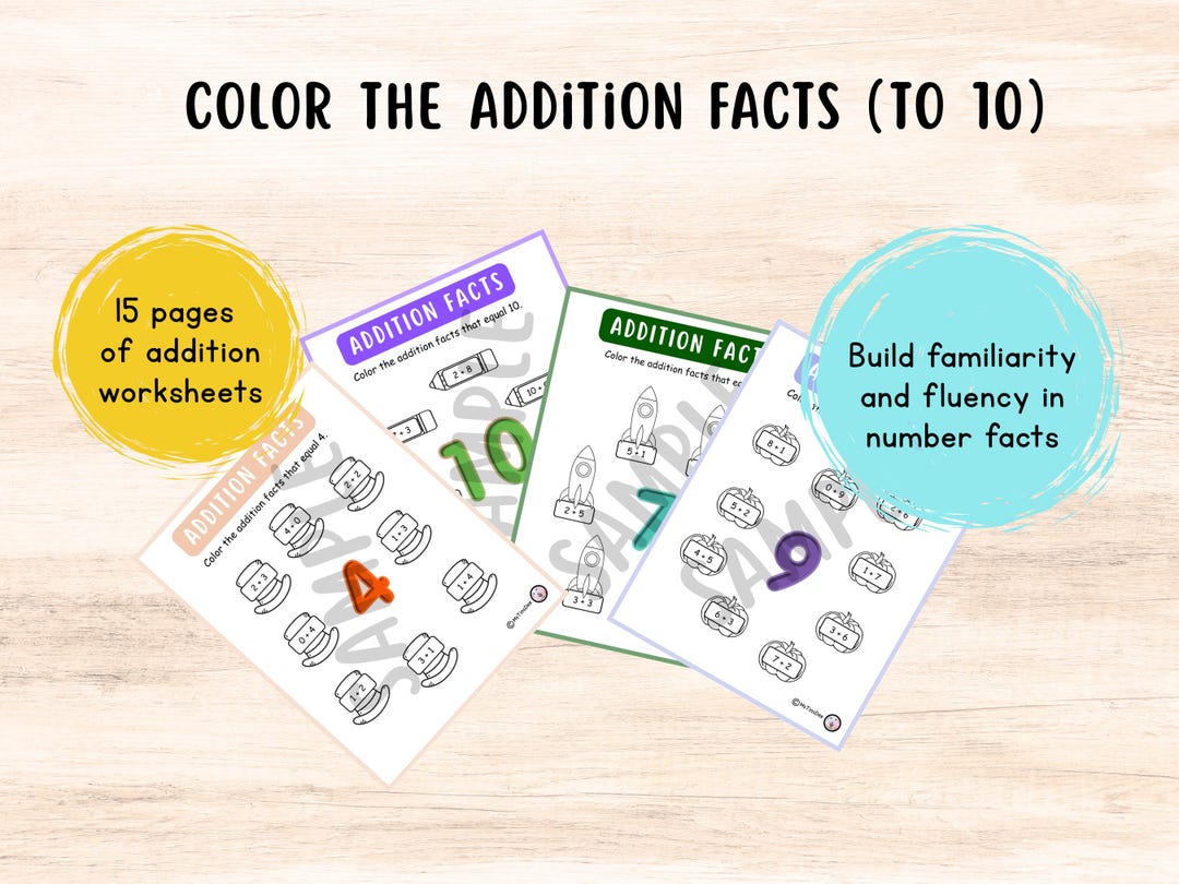 Color the Addition Facts (to 10) | Printable Math Worksheet | Counting ...