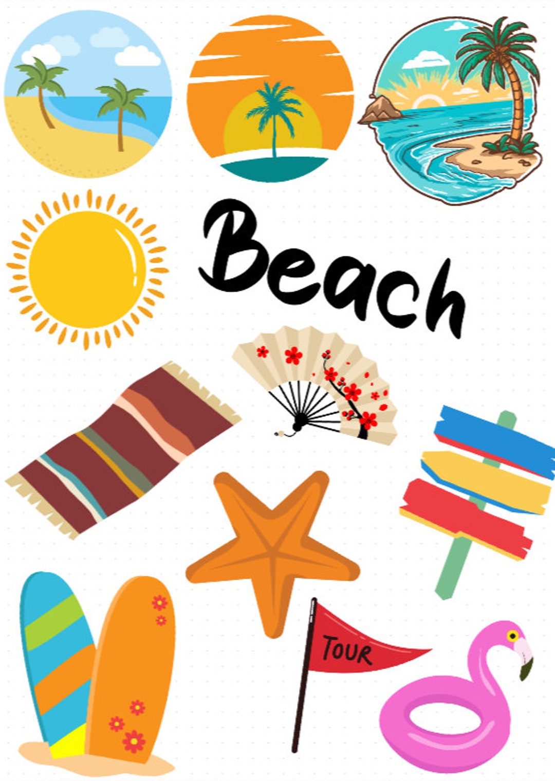 Summer Theme Digital Stickers, Summer Stickers, Seasonal Digital ...