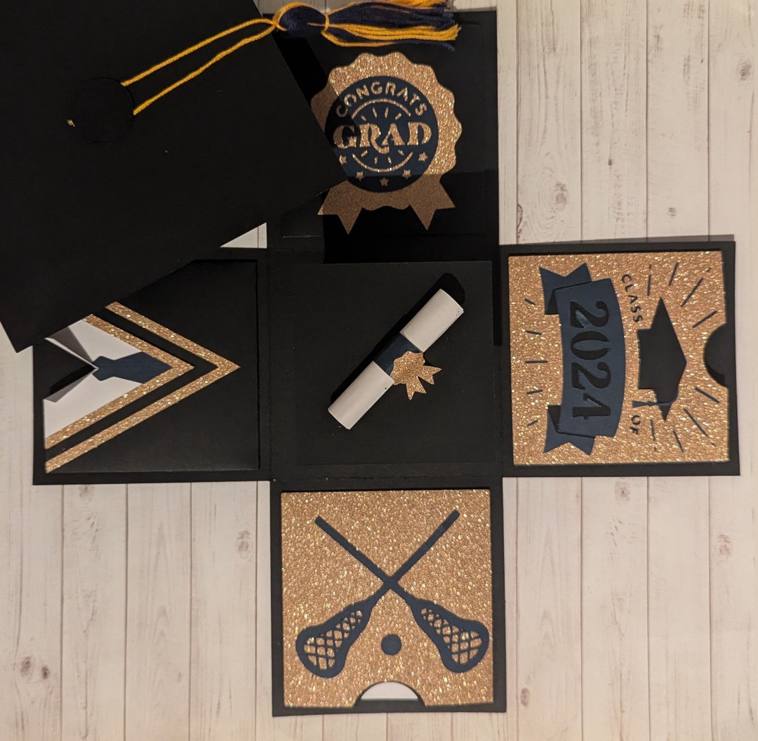 Custom Extra Curricular Graduation Cap Exploding Box for Gift Cards or ...