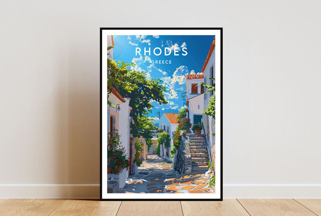 Rhodes Travel Print - Greece, Rhodes Poster, Greece Poster, Travel Wall ...
