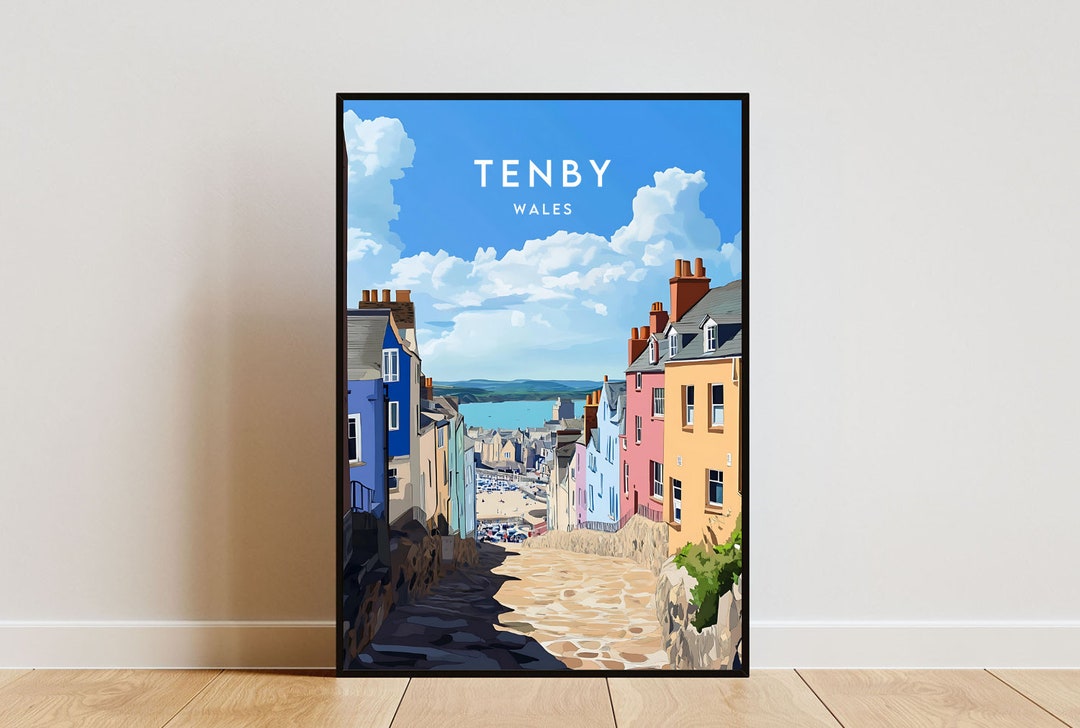 Tenby Travel Print - Wales, Tenby Poster, Wales Poster, Travel Wall Art ...