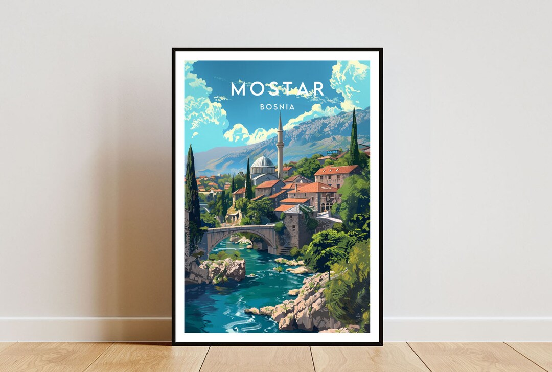 Mostar Travel Print - Bosnia, Mostar Poster, Bosnia Poster, Travel Wall ...
