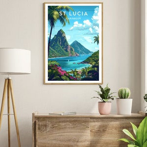 St Lucia Travel Print - Caribbean, St Lucia Poster, Caribbean Poster ...