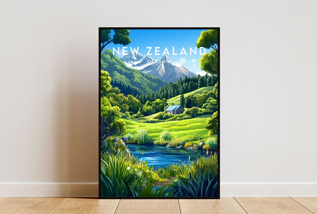 New Zealand Travel Print - Oceania, Poster, New Zealand Poster, Travel ...