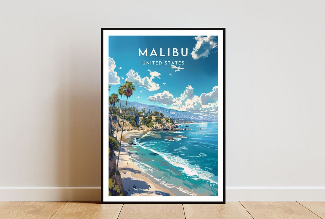 Malibu Travel Print - United States, Malibu Poster, America Poster ...