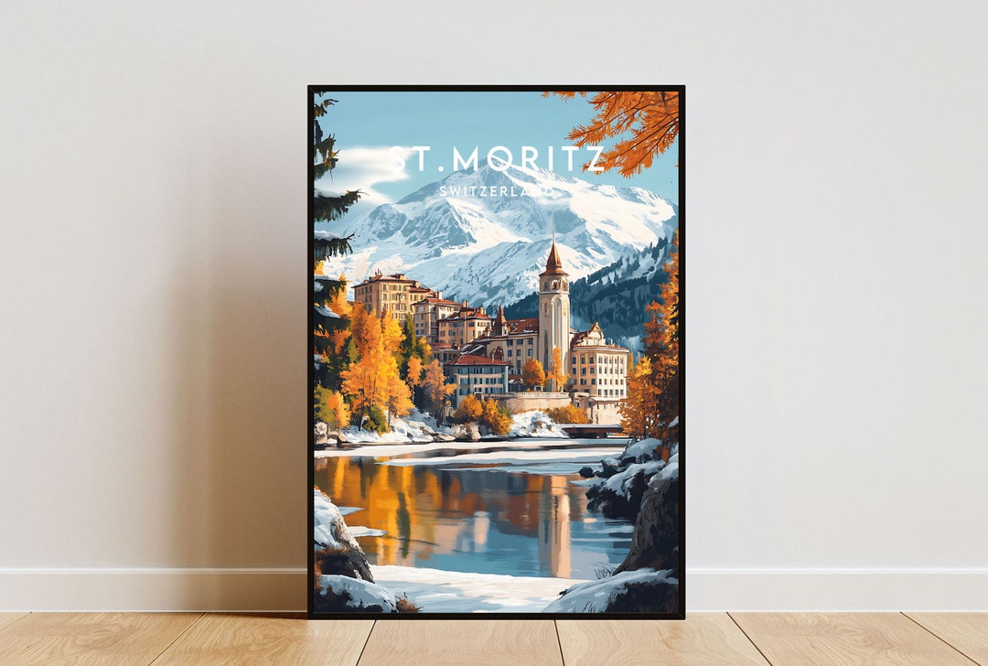 St. Moritz Travel Print - Switzerland, St. Moritz Poster, Switzerland ...