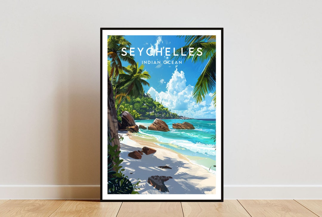 Seychelles Travel Print - Indian Ocean, Seychelles Poster, Africa Poster, Travel Wall Art ...