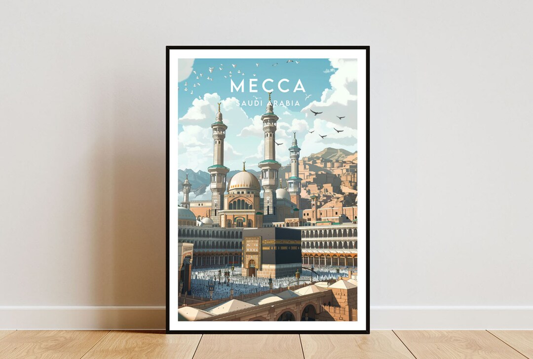 Mecca Travel Print - Saudi Arabia, Mecca Poster, Saudi Arabia Poster ...