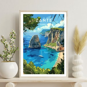 Zante Travel Print - Greece, Zante Poster, Greece Poster, Travel Wall ...