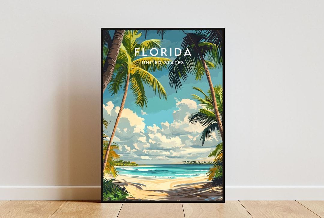 Florida Travel Print - United States, Florida Poster, America Poster ...