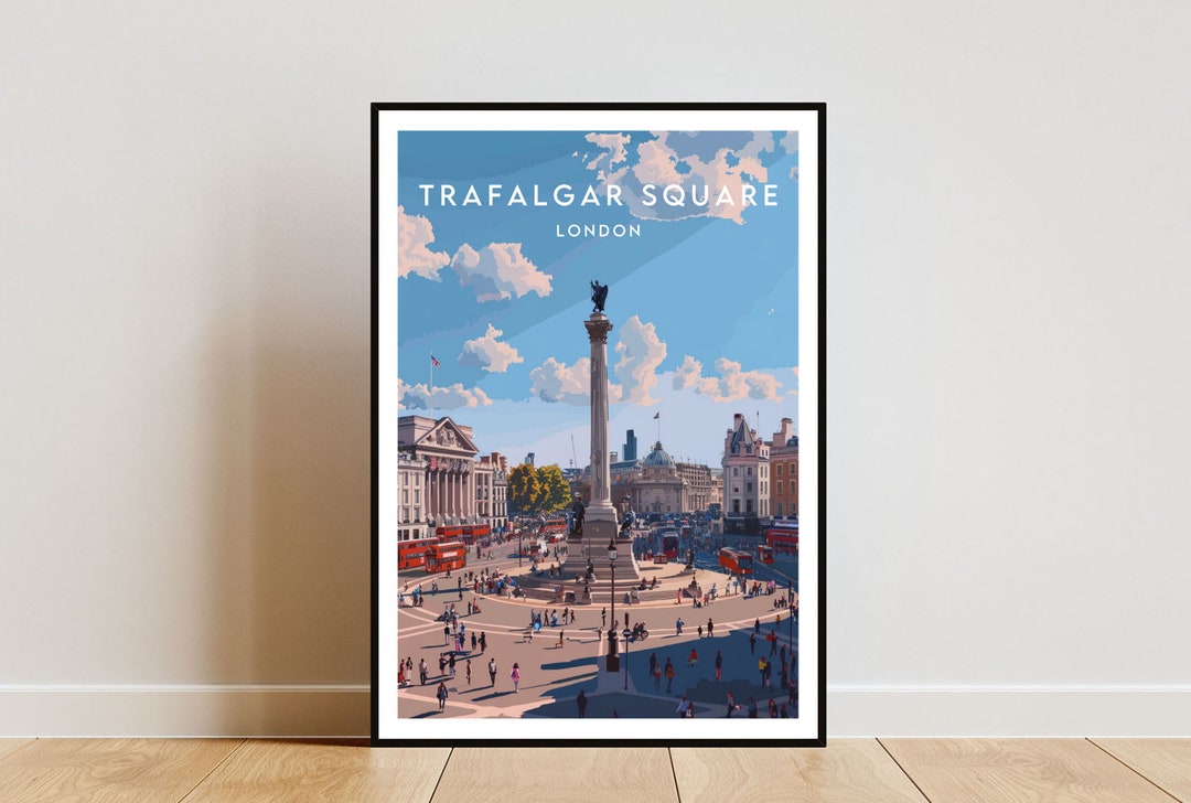 Trafalgar Square Travel Print - London, Trafalgar Square Poster, London ...