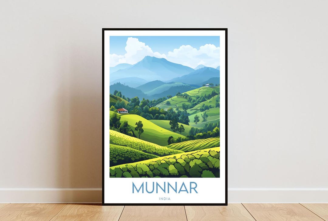 Munnar Travel Print - India, Munnar Poster, India Poster, Travel Wall ...