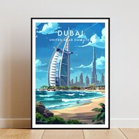 Dubai UAE - Vintage Travel Poster - Etsy Canada