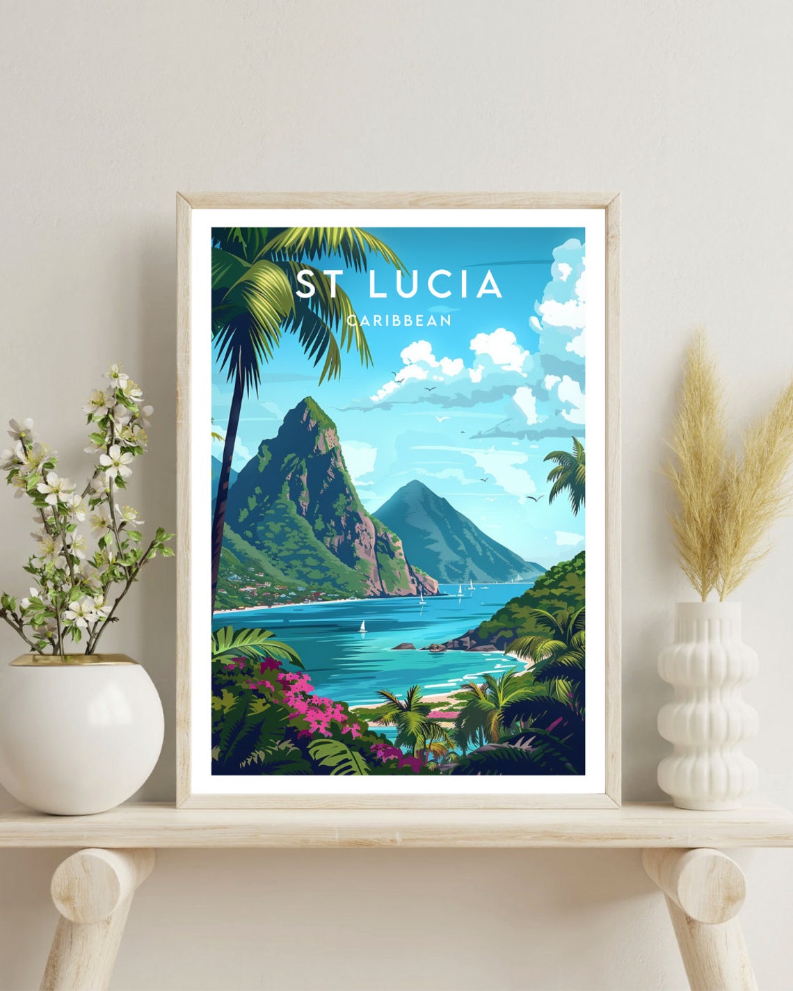 St Lucia Travel Print - Caribbean, St Lucia Poster, Caribbean Poster ...