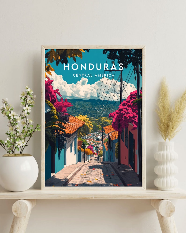 Honduras Travel Print - Central America, Honduras Poster, Central ...