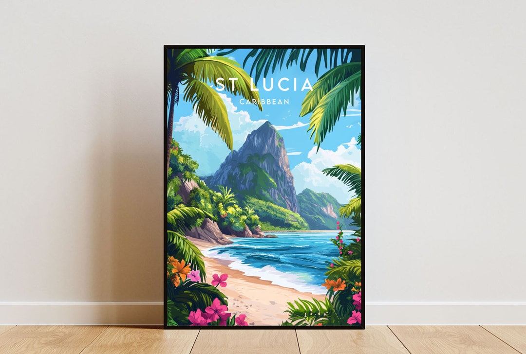 St Lucia Travel Print - Caribbean, St Lucia Poster, Caribbean Poster ...