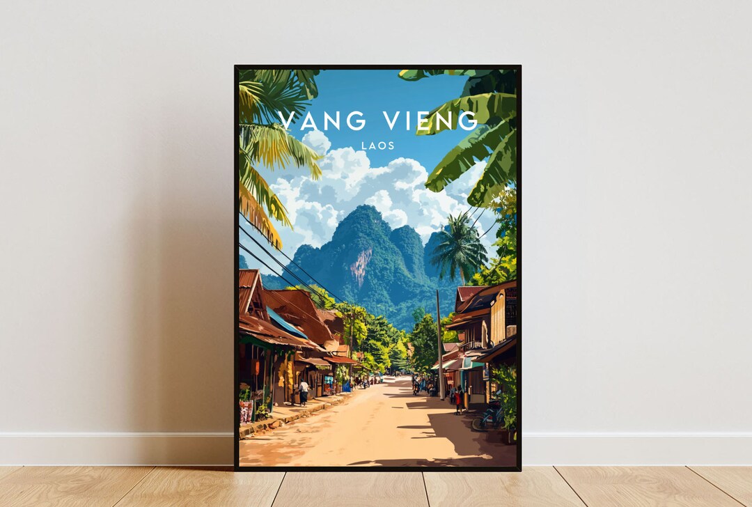 Vang Vieng Travel Print - Laos, Vang Vieng Poster, Laos Poster, Travel ...