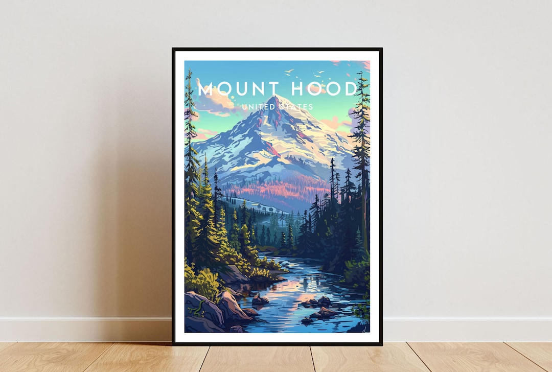 Mount Hood Travel Print - United States, Mount Hood Poster, America ...
