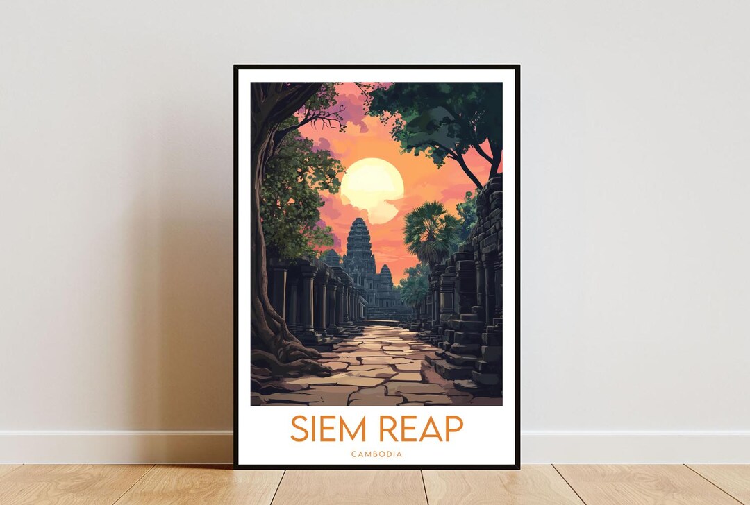 Siem Reap Travel Print - Cambodia, Siem Reap Poster, Cambodia Poster ...