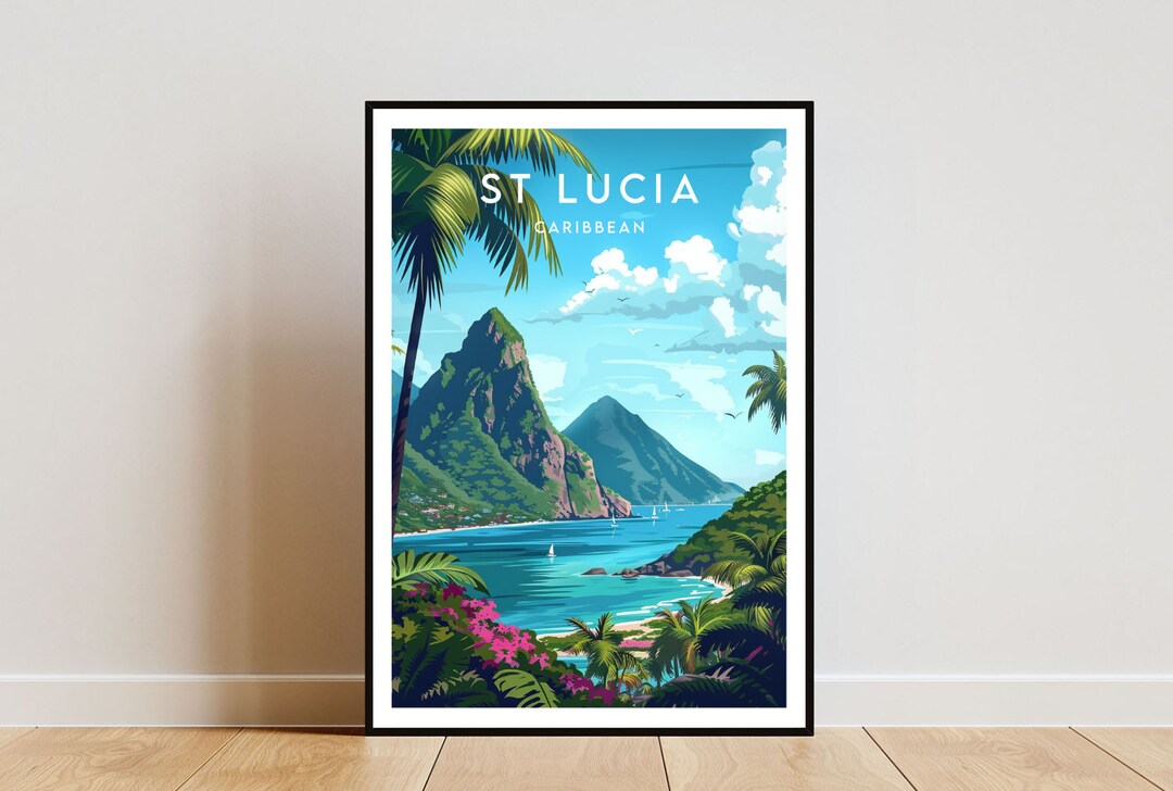 St Lucia Travel Print - Caribbean, St Lucia Poster, Caribbean Poster ...