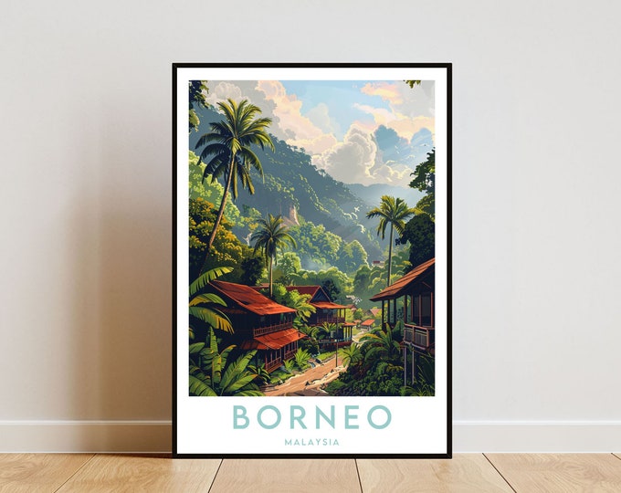 SABAH , Malaysia , Minimalist Artwork Vintage Travel Print Poster ...