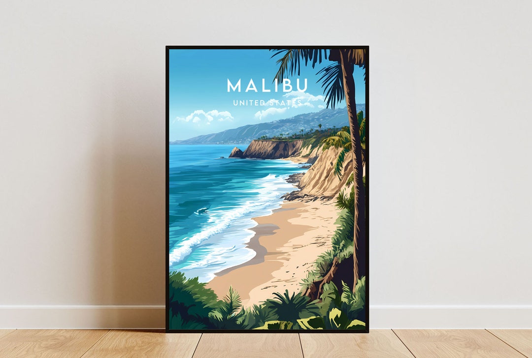Malibu Travel Print - United States, Malibu Poster, America Poster ...