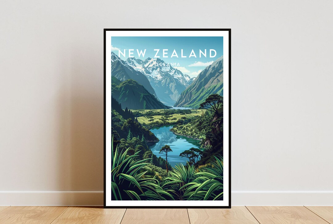 New Zealand Travel Print - Oceania, Poster, New Zealand Poster, Travel ...