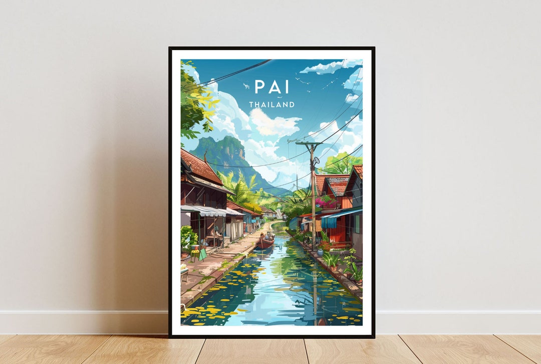 Pai Travel Print - Thailand, Pai Poster, Thailand Poster, Travel Wall ...