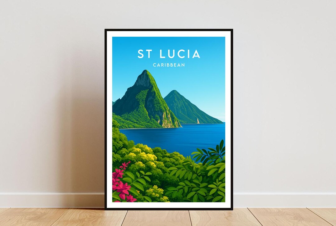 St Lucia Travel Print - Caribbean, St Lucia Poster, Caribbean Poster ...