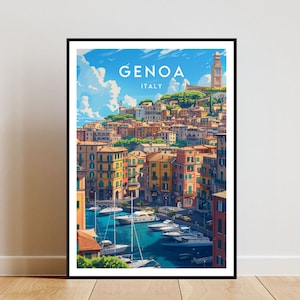 Genoa Travel Print - Italy, Genoa Poster, Italy Poster, Travel Wall Art, Italy Print, Poster ...