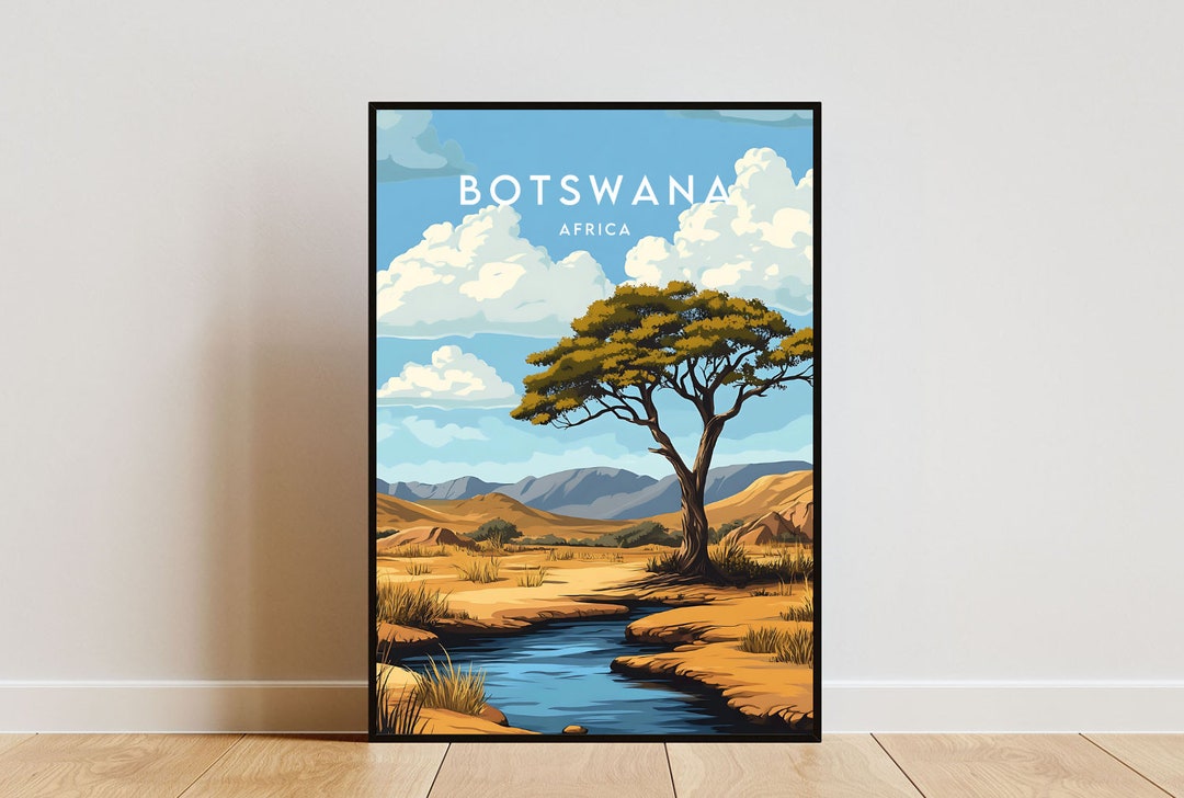 Botswana Travel Print - Africa, Botswana Poster, Africa Poster, Travel ...