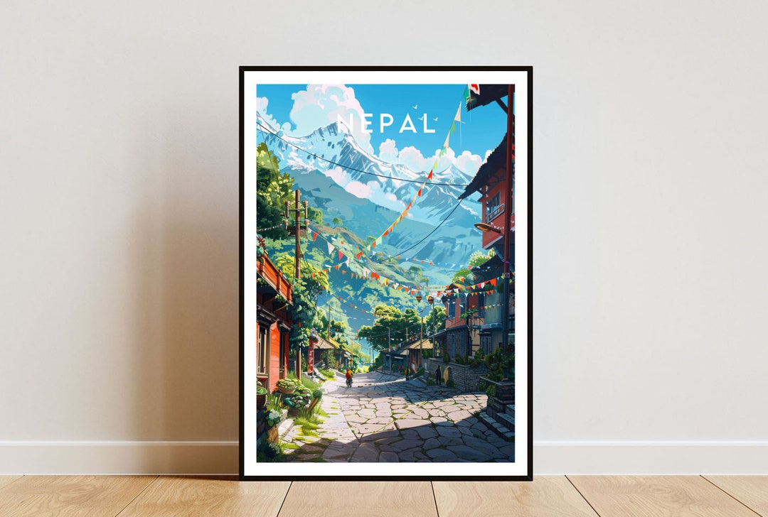 Nepal Travel Print - Asia, Travel Poster, Nepal Poster, Travel Wall Art, Nepal Print, Nepal ...