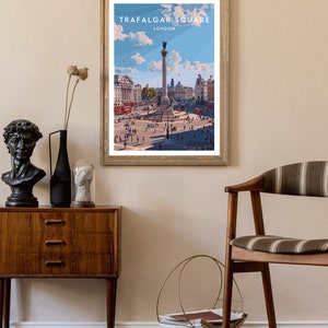 Trafalgar Square Travel Print - London, Trafalgar Square Poster, London ...