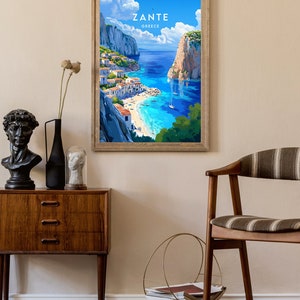 Zante Travel Print - Greece, Zante Poster, Greece Poster, Travel Wall ...