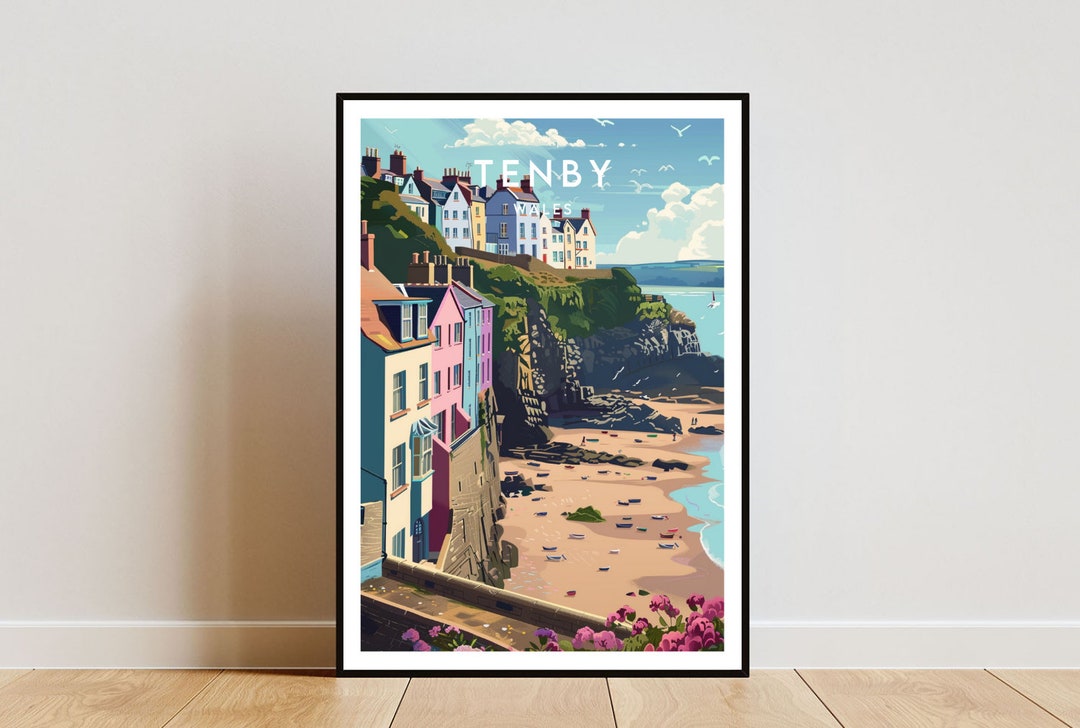 Tenby Travel Print - Wales, Tenby Poster, Wales Poster, Travel Wall Art ...